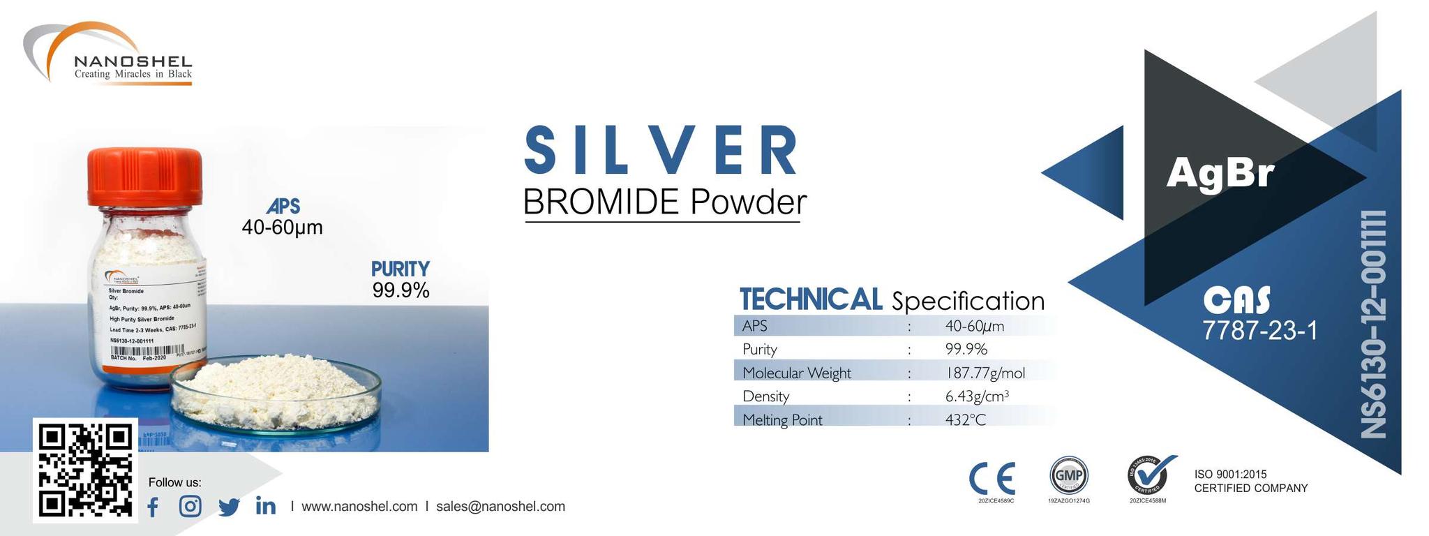 Silver Bromide Powder Less Price High Purity Worldwide Shipping