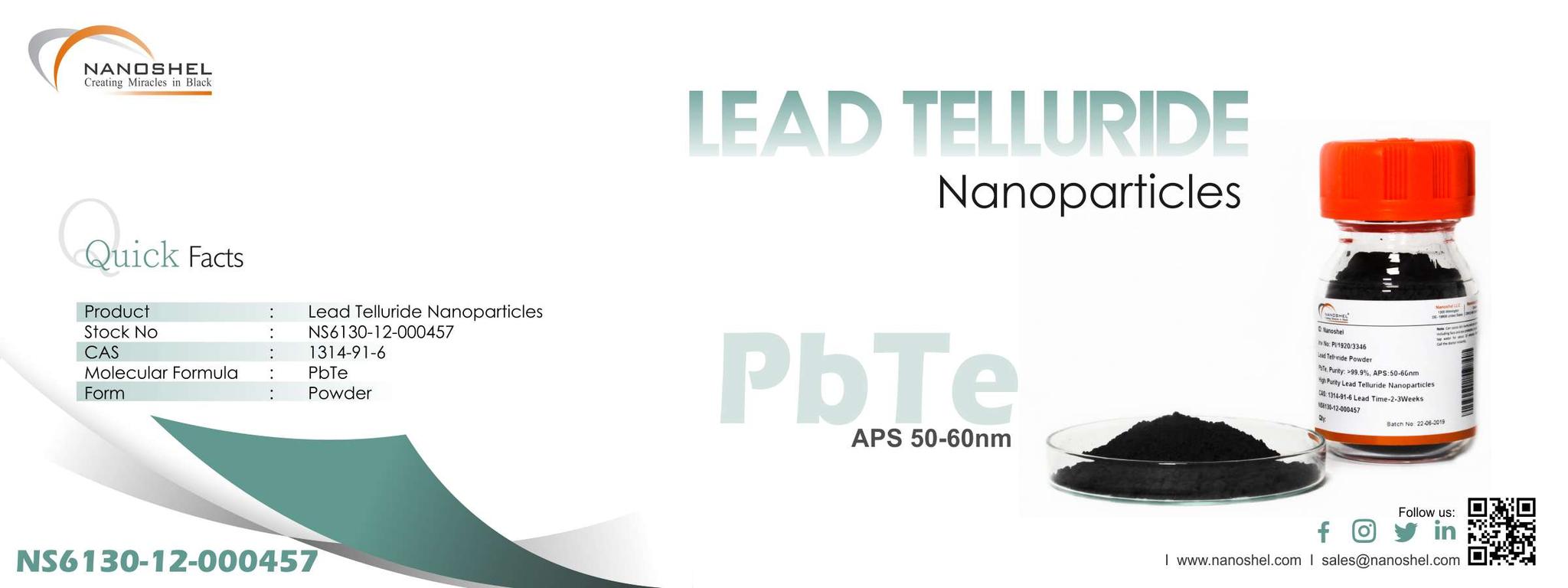 Lead Telluride Nanoparticles Less Price Fast Delivery