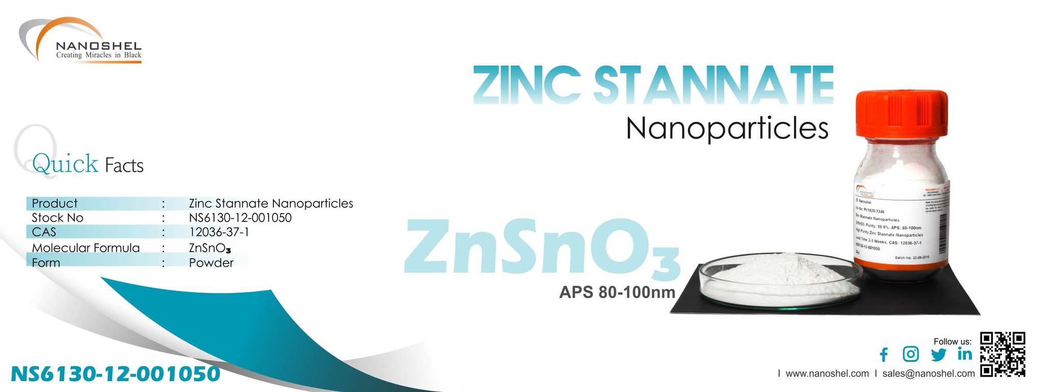 Zinc Stannate Nanoparticles High Purity Less Price Shipping Globally