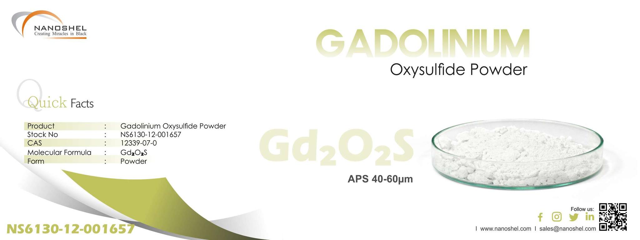 Gadolinium Oxysulfide Powder High Purity Fast Delivery