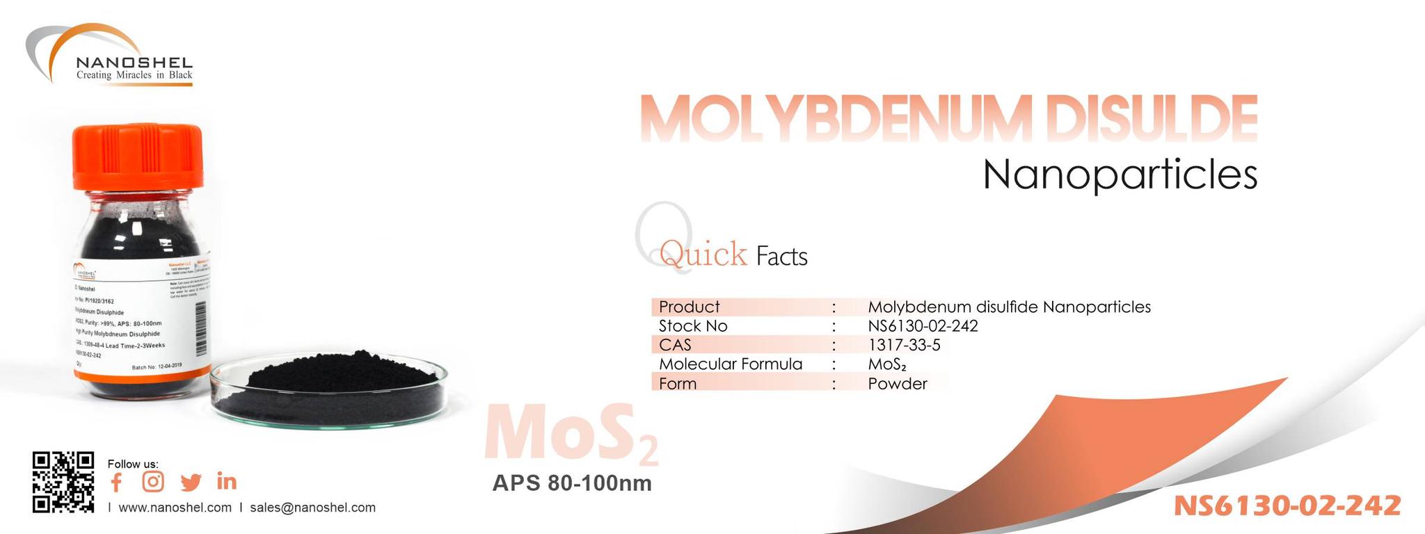 Molybdenum Disulfide Nanopowder High Purity Less Price