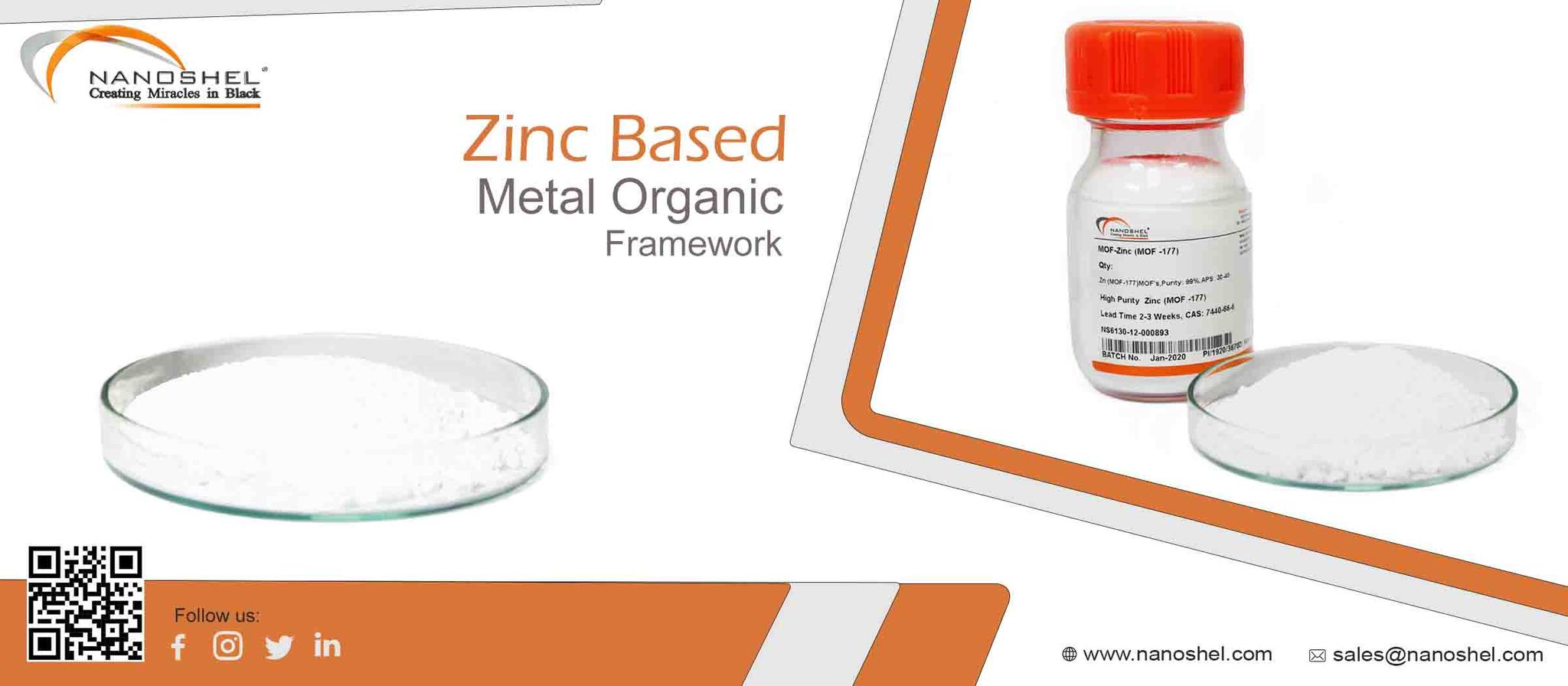 Zinc Based Metal Organic Framework MOF-177 Zn High Purity
